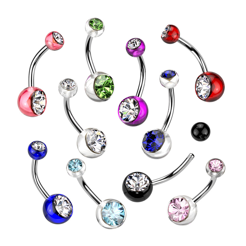 Hypoallergenic double jewelled surgical steel belly bars – Serenity ...