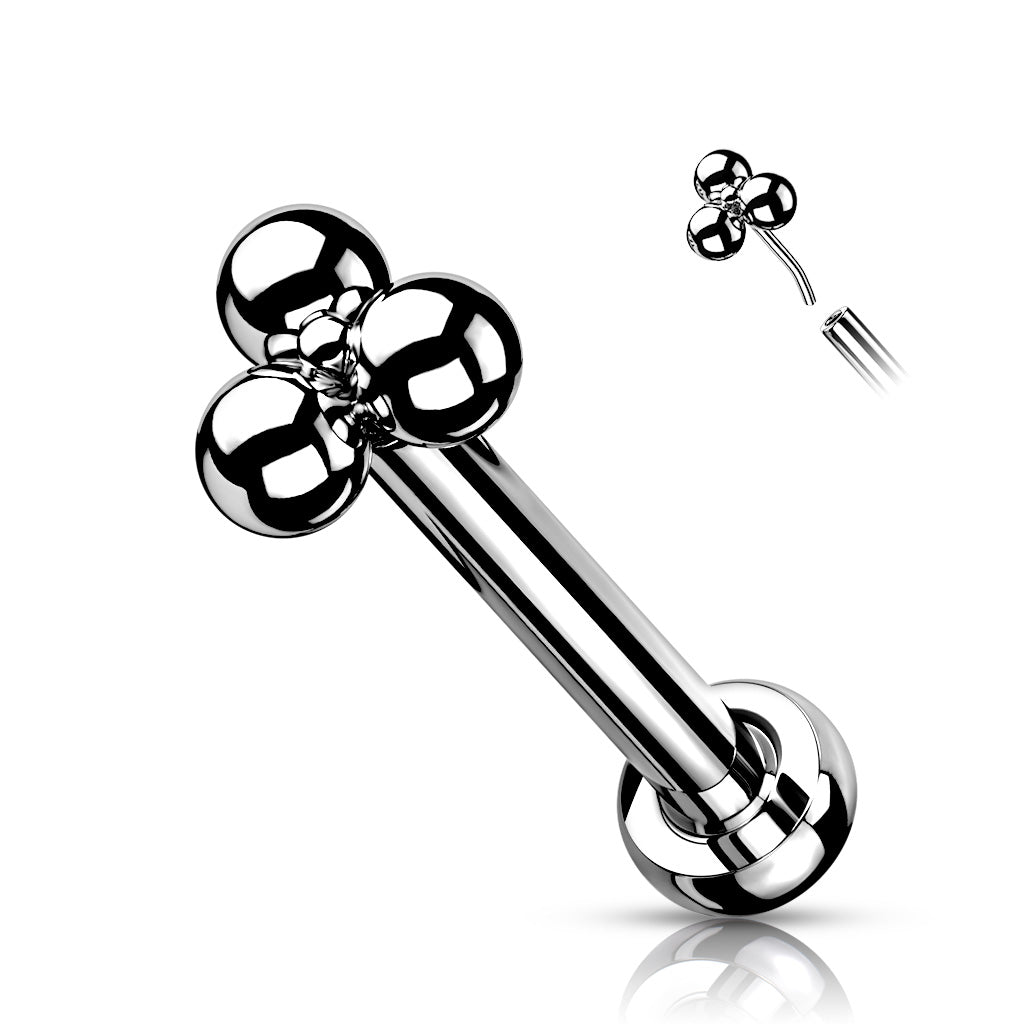 Titanium Threadless Trinity Ball Cluster Labret – Serenity Jewellery UK